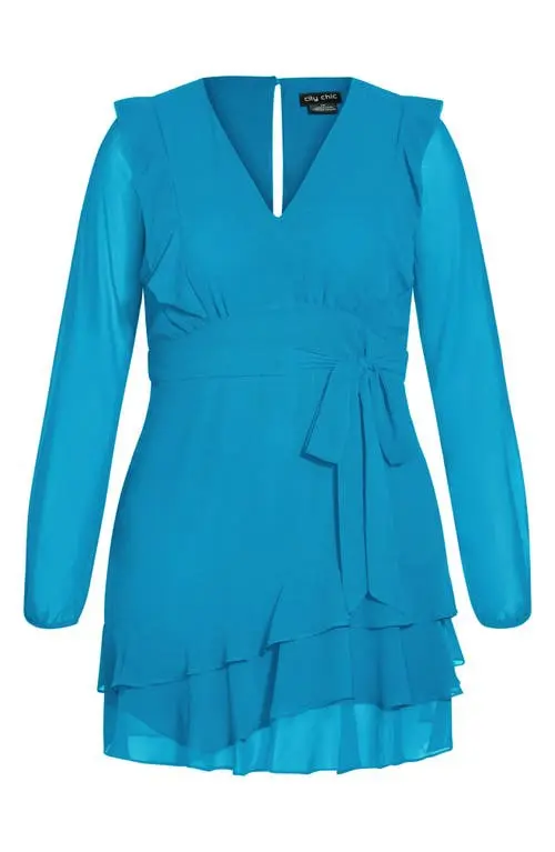 City Chic Ruffle Long Sleeve Dress