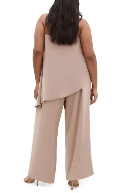 City Chic Skylar Strapless Wide-leg Jumpsuit - Mink