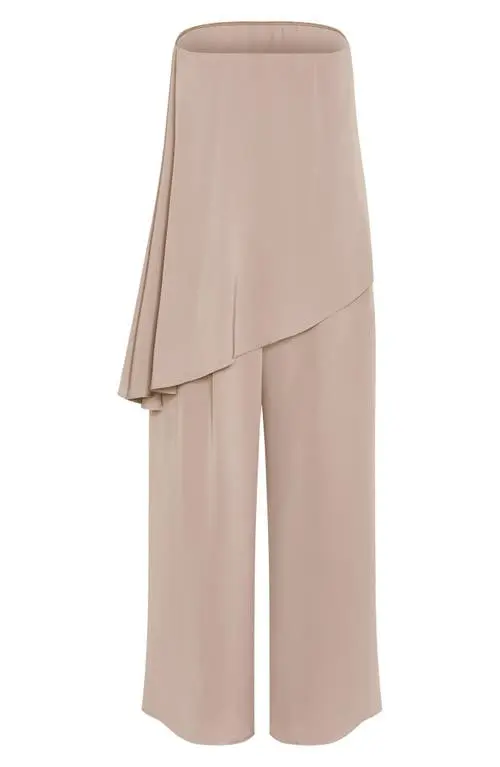 City Chic Skylar Strapless Wide-leg Jumpsuit - Mink