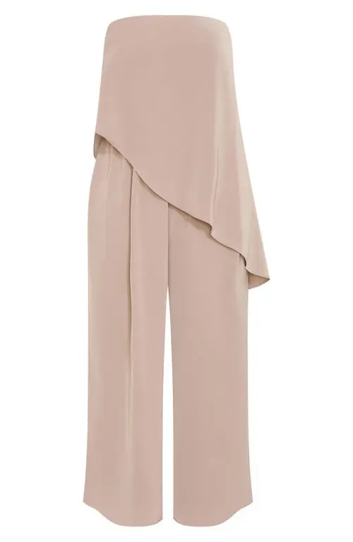 City Chic Skylar Strapless Wide-leg Jumpsuit - Mink