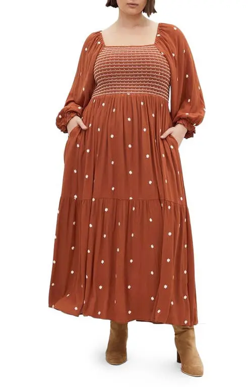 City Chic Kai Long Sleeve Maxi Dress - Honey