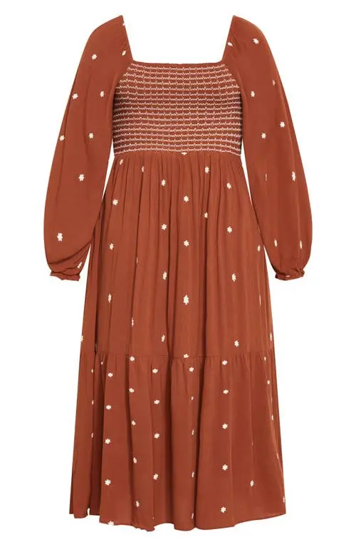 City Chic Kai Long Sleeve Maxi Dress - Honey