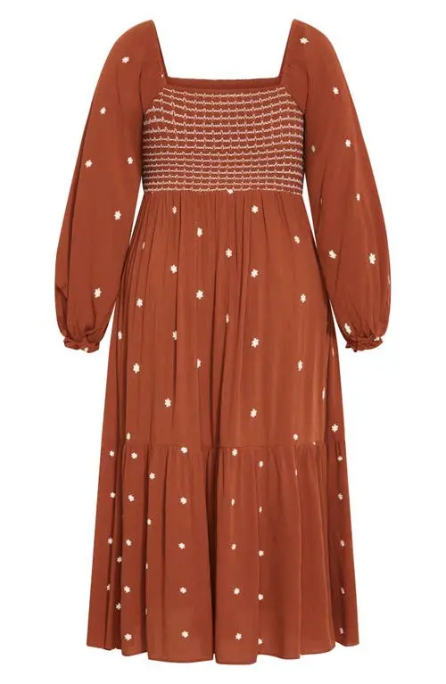 City Chic Kai Long Sleeve Maxi Dress - Honey