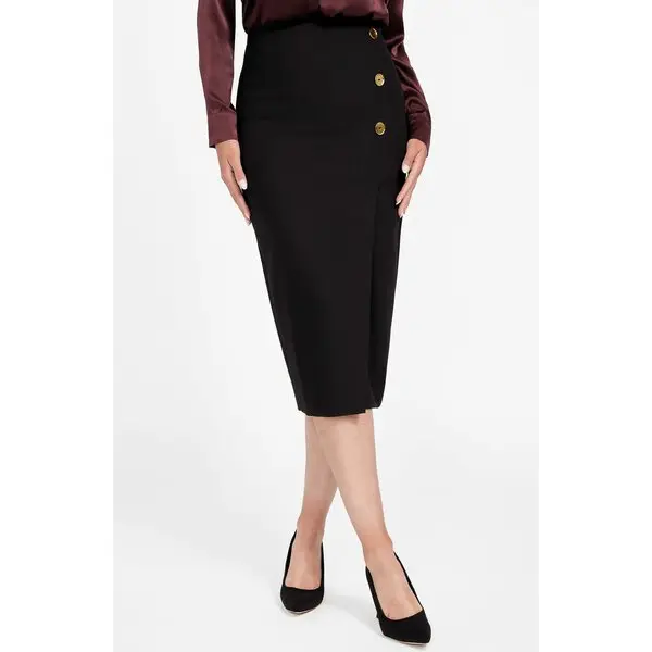 MARCIANO Dalia Button Detail Midi Skirt