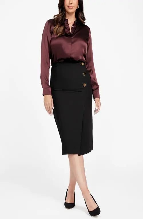 MARCIANO Dalia Button Detail Midi Skirt