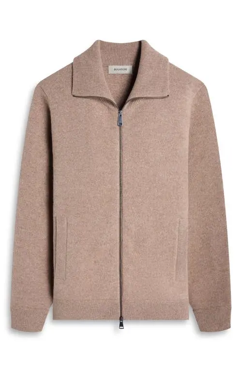 Bugatchi Wool Blend Zip Cardigan - Cobblestone