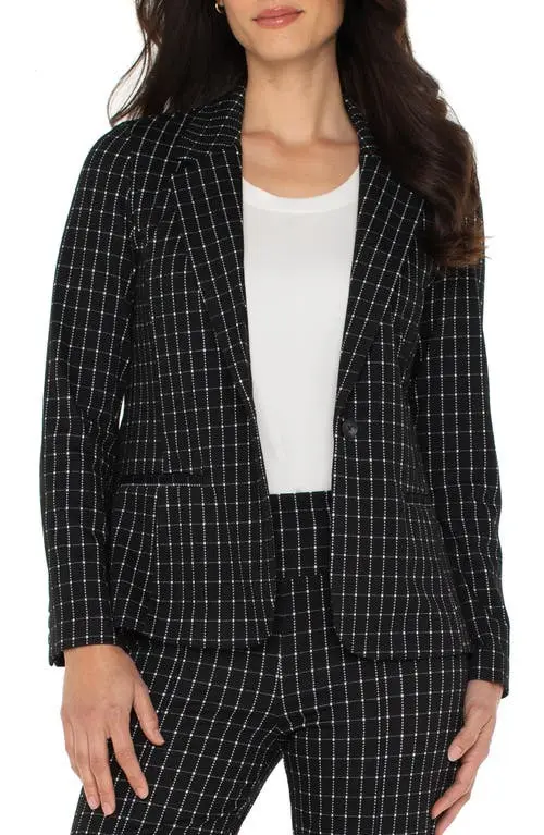 LIVERPOOL Windowpane Check Fitted One-button Blazer