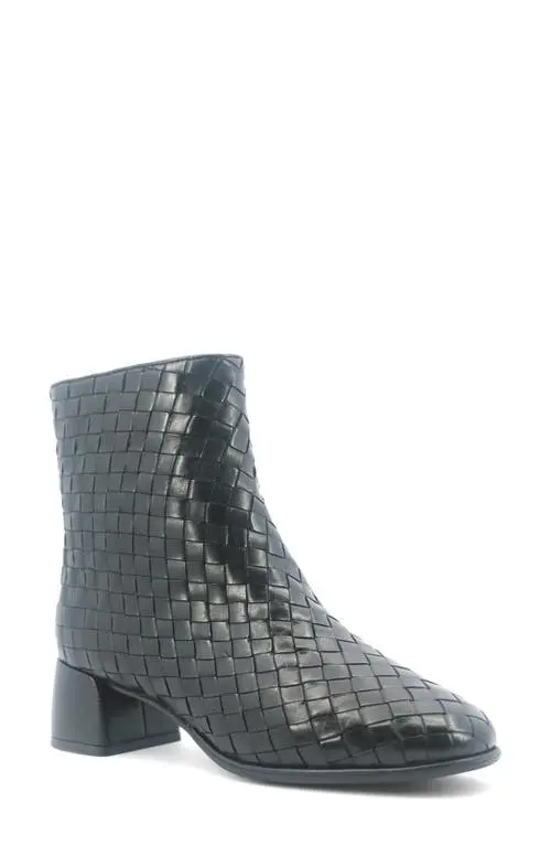 Gentle Souls Elodie Woven Leather Bootie - Black Leather
