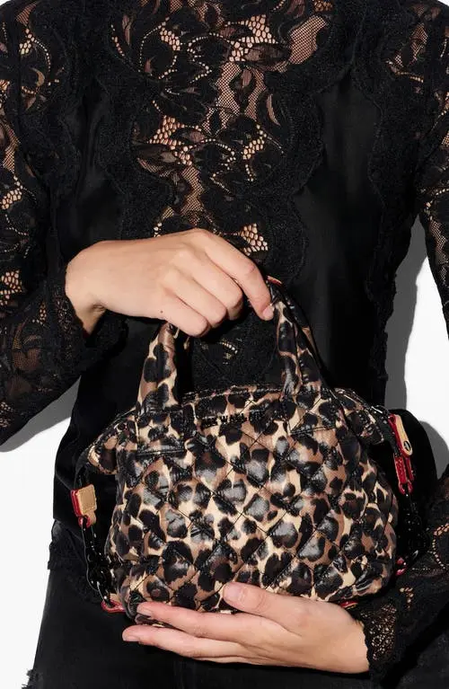 Mz Wallace Micro Sutton Quilted Top Handle Bag - Leopard