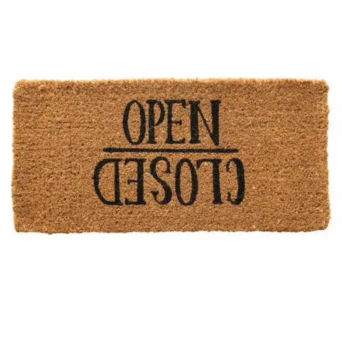 STORIED HOME Open/closed" Coir Doormat - Natural