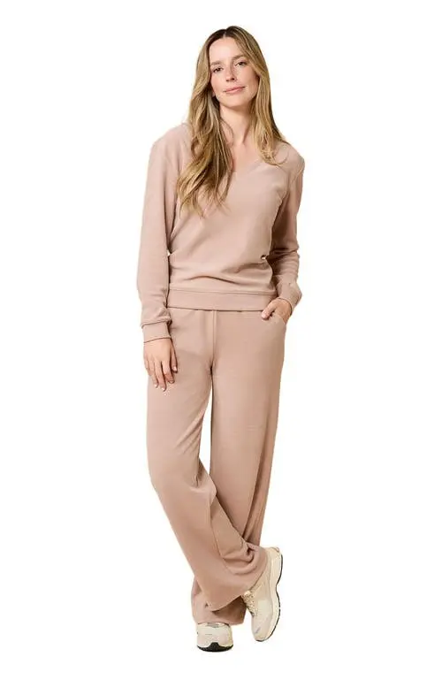 SOFTIES Vintage Velvet V-neck & Wide Leg Pant Set - Coco