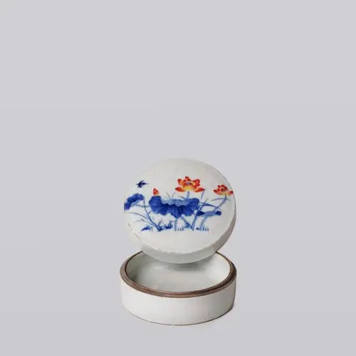 COBALT GUILD Porcelain Lotus Bloom Ink Box - Blue And White
