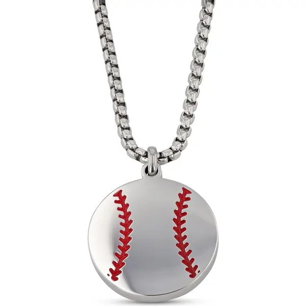 LARSON JEWELERS Stainless Steel Baseball Pendant Necklace - 18in