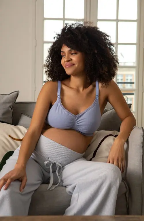 CACHE COEUR Organic Maternity And Nursing Seamless Bra - Sky Blue