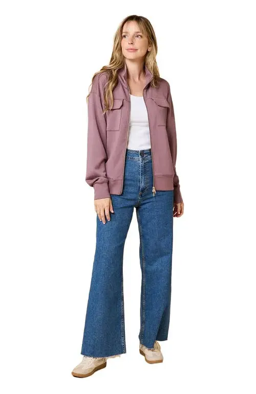 SOFTIES Dreamtech Double Zip Bomber Jacket - Driftwood