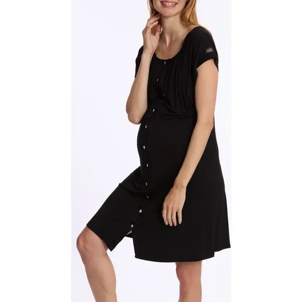 CACHE COEUR Louna Maternity And Nursing Nightdress - Black
