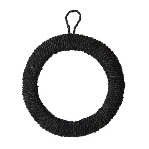 STORIED HOME Unique Round Hand-woven Abaca Rope Trivet With Hanger - Black