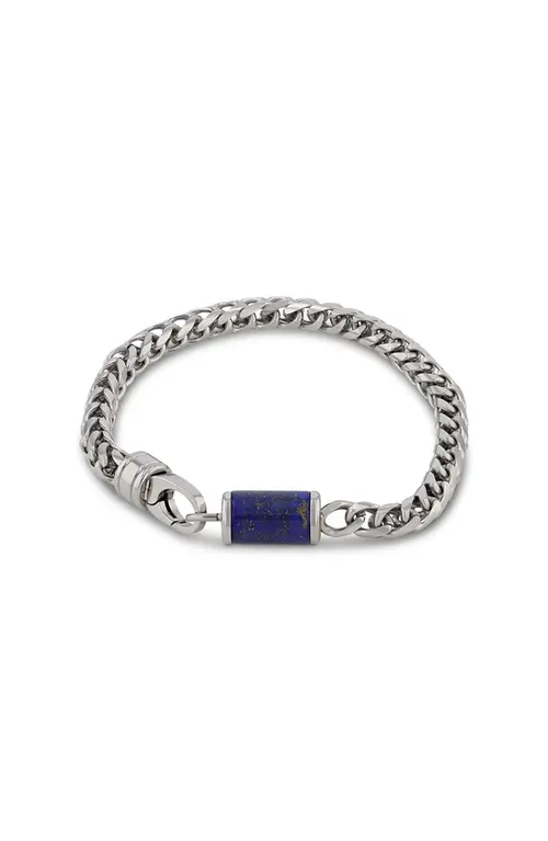 LARSON JEWELERS Stainless Steel Bracelet With Lapis Inlay
