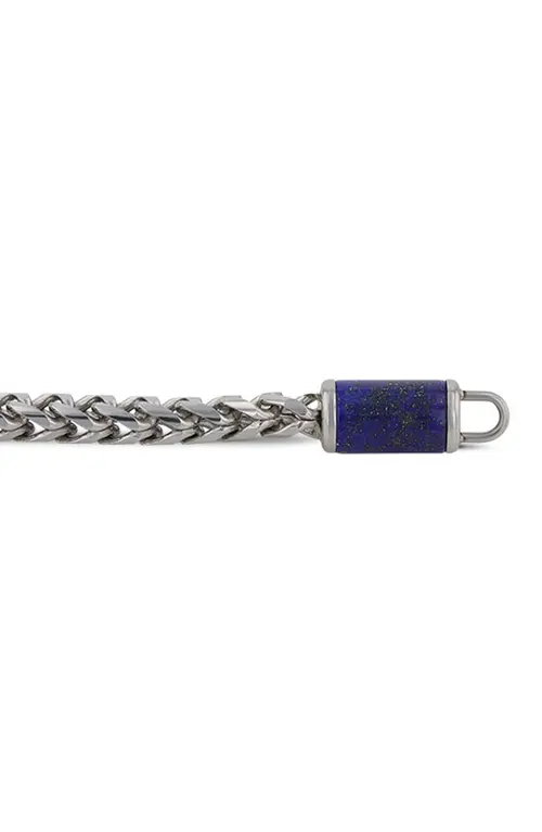 LARSON JEWELERS Stainless Steel Bracelet With Lapis Inlay