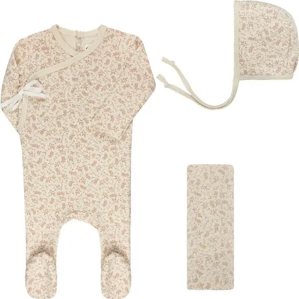 ELY'S & CO. Modal French Terry Vine Take Me Home Set - Ivory/pink