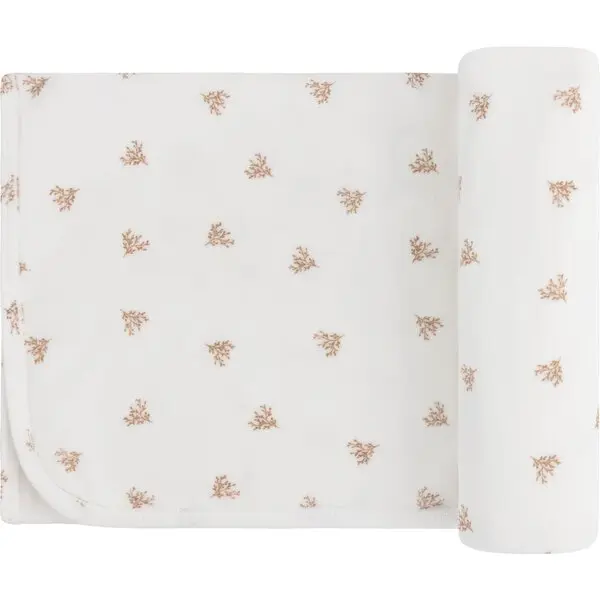 ELY'S & CO. Velour Leaf Pattern Collectionblanket - Ivory/boy