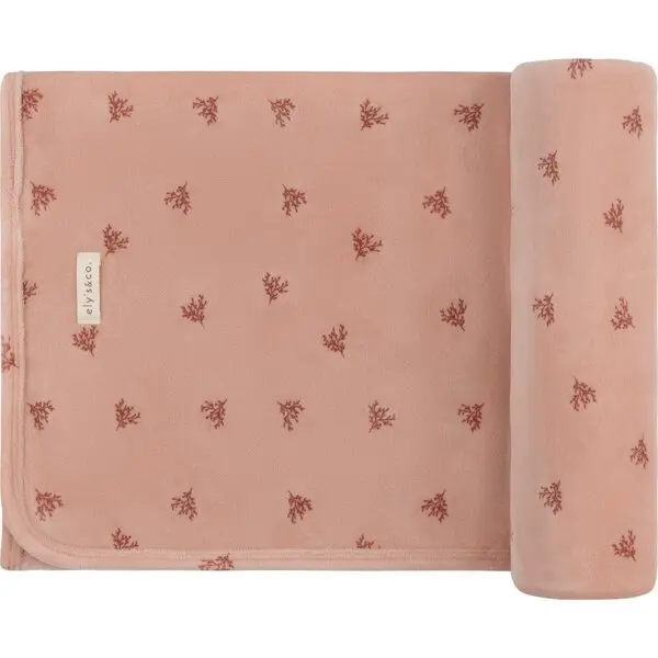 ELY'S & CO. Velour Leaf Pattern Collectionblanket - Pink
