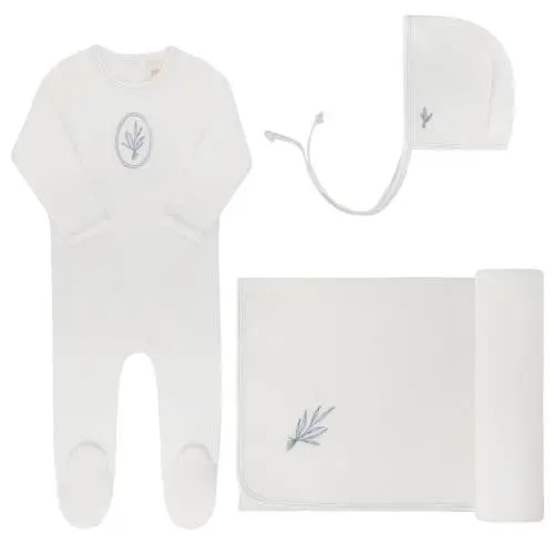 ELY'S & CO. Velour Floral Take Me Home Set - Ivory/blue