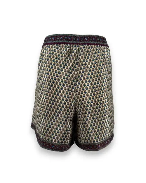 MONZLAPUR Embossed Botanical Crepe Shorts - Forest Plum