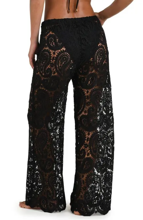 L'Agence Geraldine Lace Wide-leg Cover-up Pants - Black