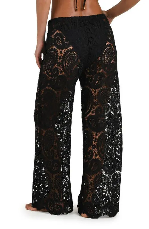 L'Agence Geraldine Lace Wide-leg Cover-up Pants - Black