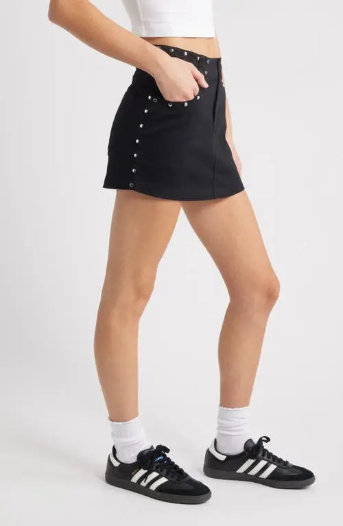 Bp. Studded Stretch-denim Miniskirt