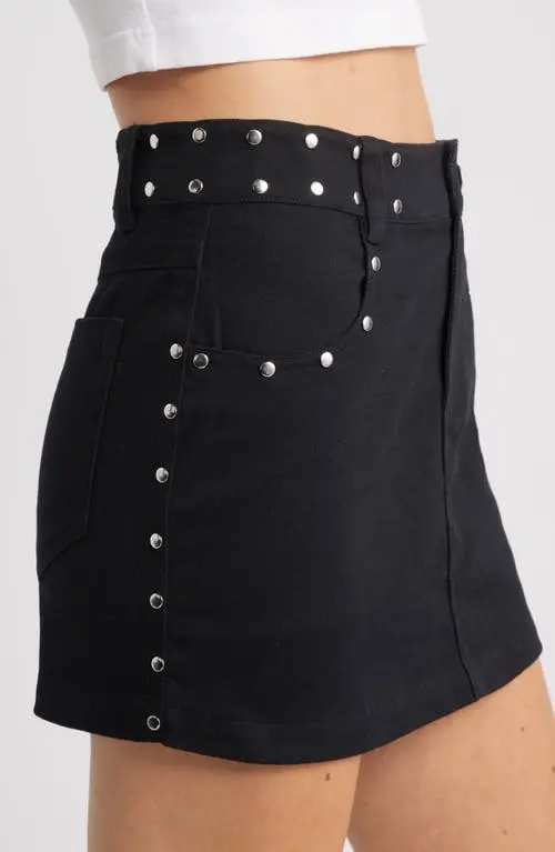 Bp. Studded Stretch-denim Miniskirt