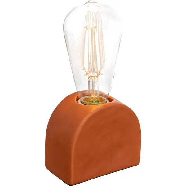 STORIED HOME Scandinavian Terracotta Exposed Bulb Table Lamp - Orange