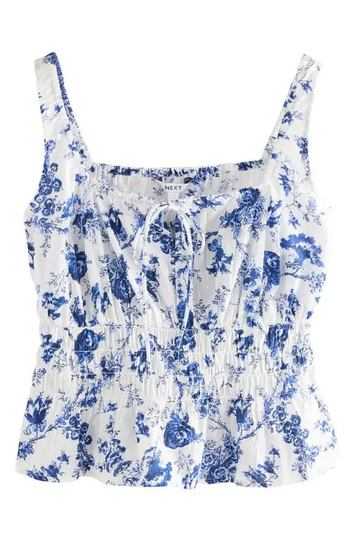 NEXT Floral Smocked Cotton Camisole