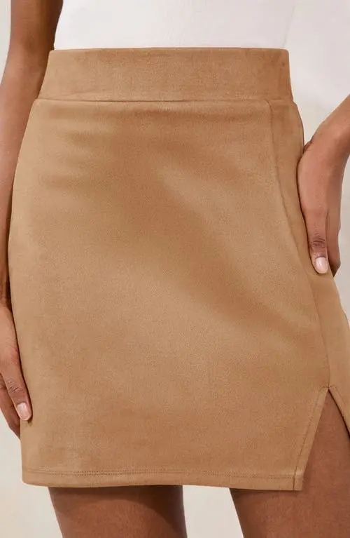 LIPSY Faux Suede Miniskirt With Slit