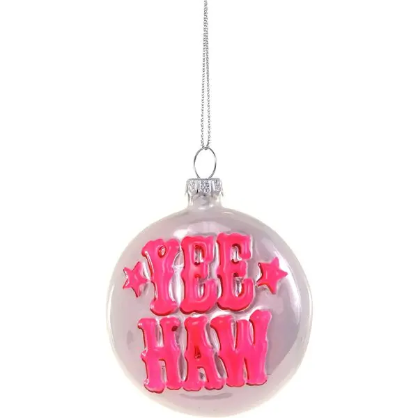 CODY FOSTER & CO Yee Haw Glass Ornament - Pink Multi