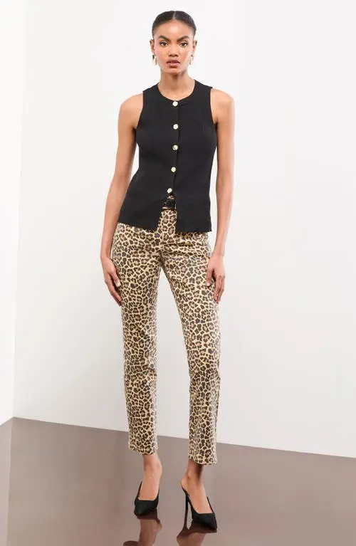 LIPSY Printed High-waist Straight-leg Jeans