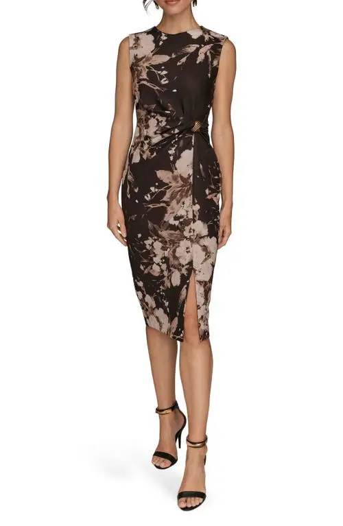 Buy Donna Karan New York Poly Floral Print Cap Sleeve Midi Dress - Fawn  Multi At 40% Off | Editorialist