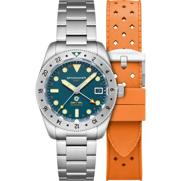 SPINNAKER Croft Gmt Automatic Bracelet & Rubber Strap Watch - Blue
