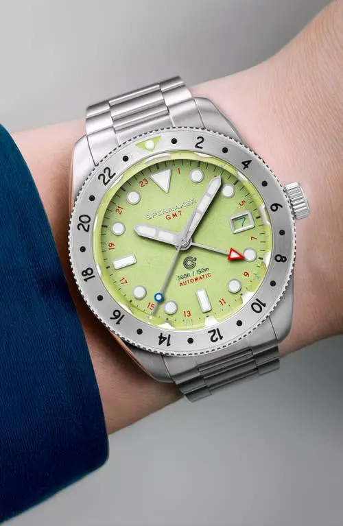 SPINNAKER Croft Gmt Automatic Bracelet & Rubber Strap Watch - Green