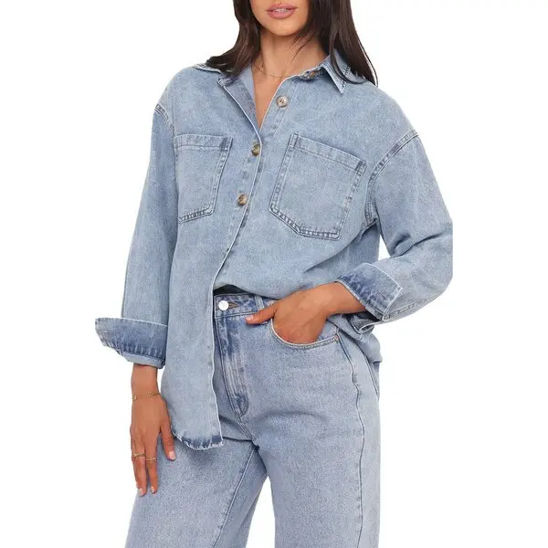 PETAL & PUP Anicia Oversized Denim Shirt - Light