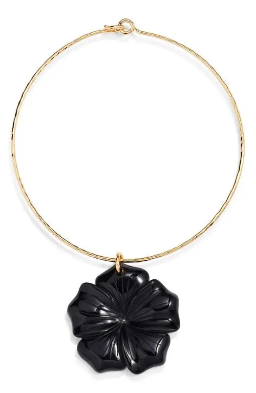 Nest Jewelry Onyx Flower Collar Necklace - Black
