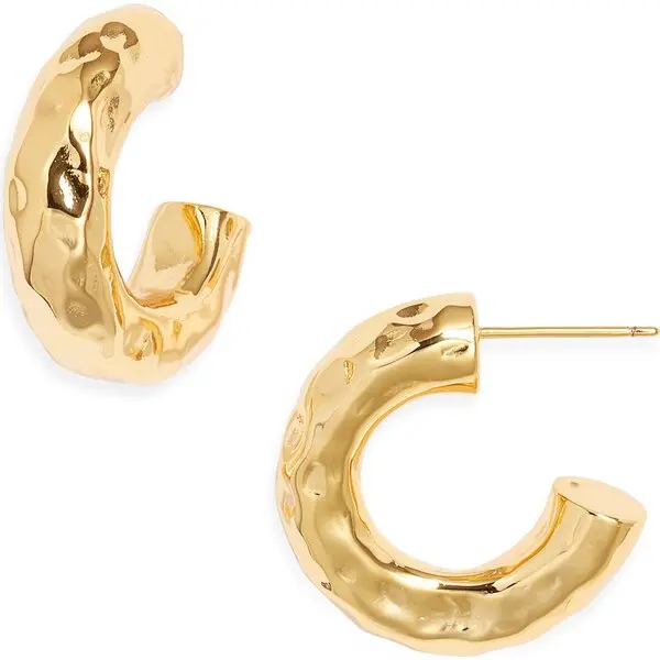 Nest Jewelry Hammered Hoop Earrings - Gold