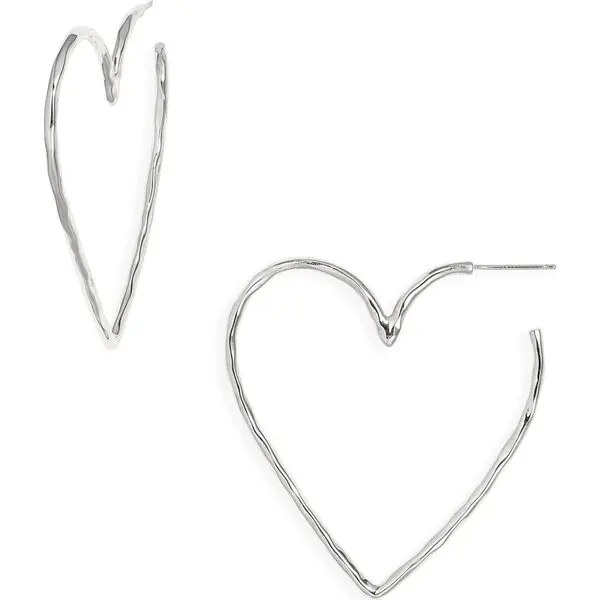 Nest Jewelry Hammered Heart Hoop Earrings - Silver
