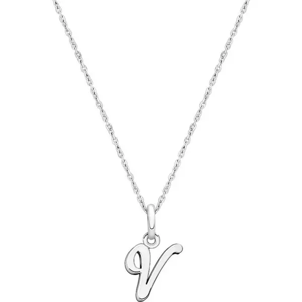 TINY BLESSINGS Sterling Silver Initial Necklace - Silver - V