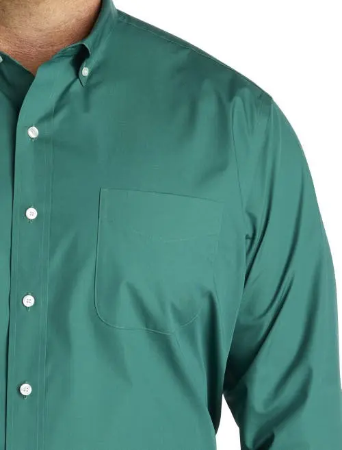 OAK HILL BY DXL Big & Tall Solid Tech Sport Shirt - Bayberry