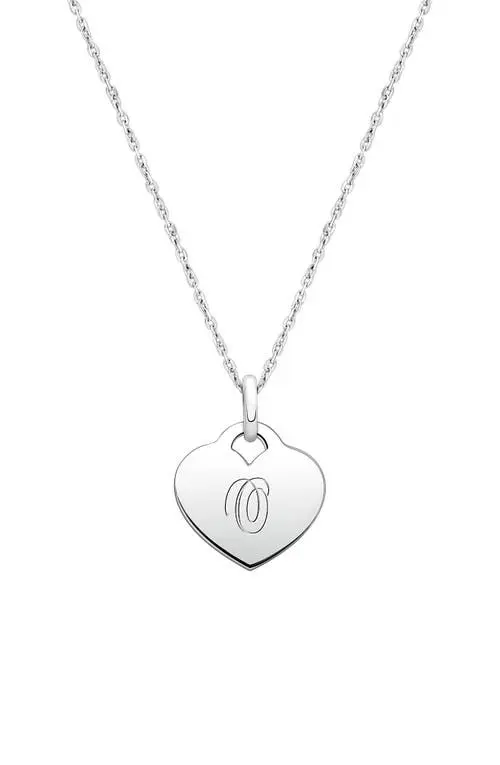 TINY BLESSINGS Sterling Silver Heart & Engraved Initial Necklace - Silver - O