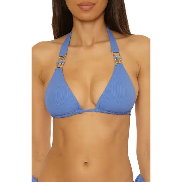 BECCA® By Rebecca Virtue Modern Edge Rib Triangle Bikini Top - Coastal