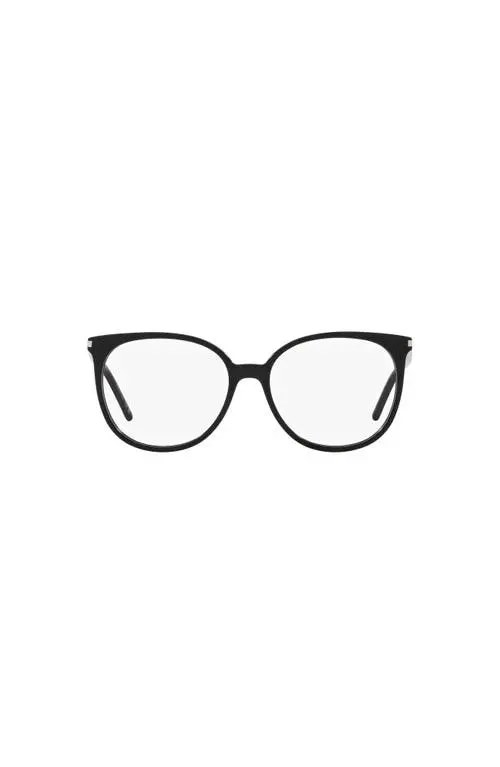 Saint Laurent Round Acetate Eyeglasses - Black
