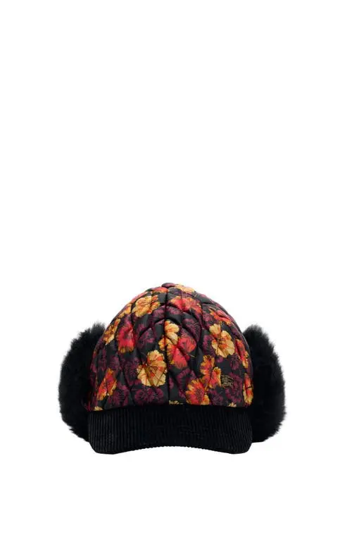 Burberry Geranium Print Nylon Trapper Cap - Poppy Red